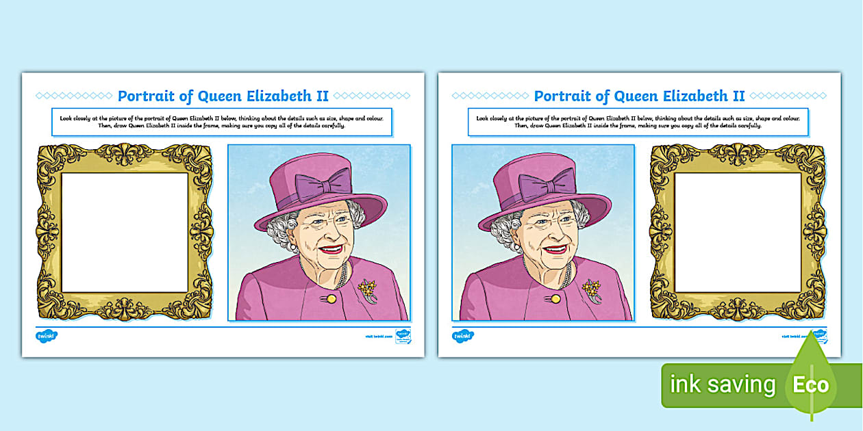 Draw A Portrait of Queen Elizabeth II Art Activity - Twinkl