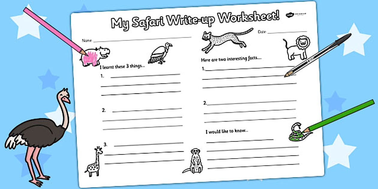 Safari Write Up Worksheet (teacher made) - Twinkl