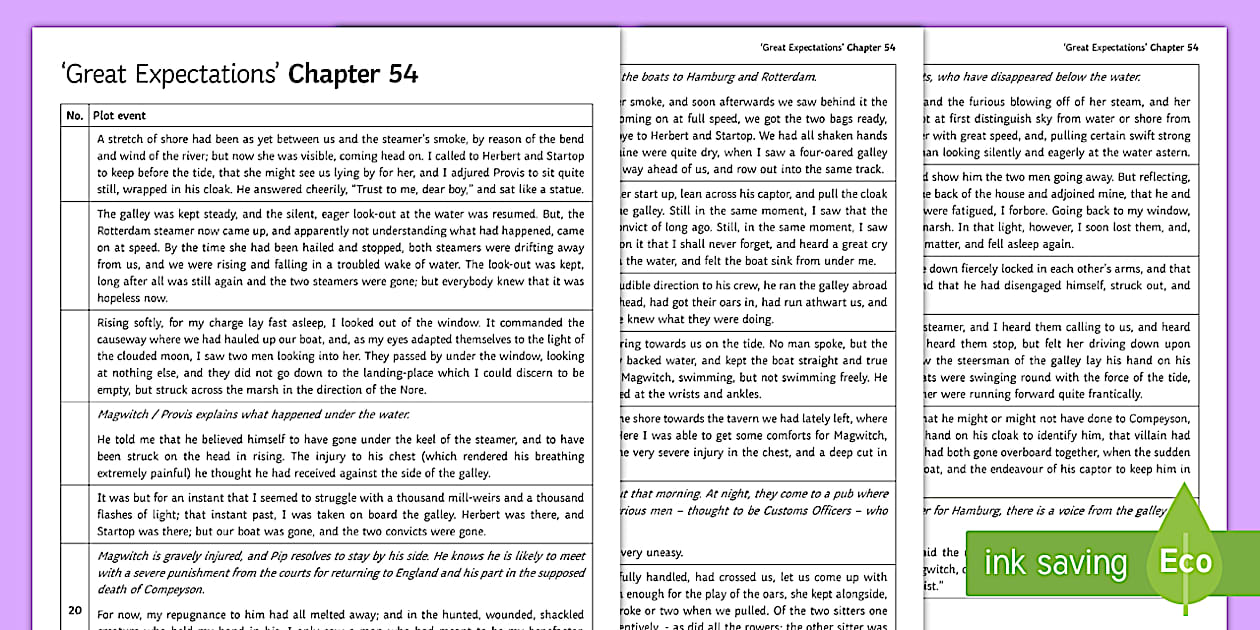 Great Expectations Chapter 54 Plot Worksheet / Worksheet