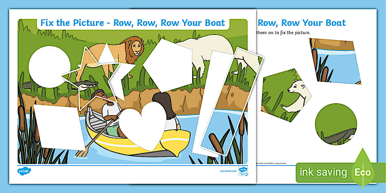 Row, Row, Row Your Boat Cutting Skills Activity - Twinkl