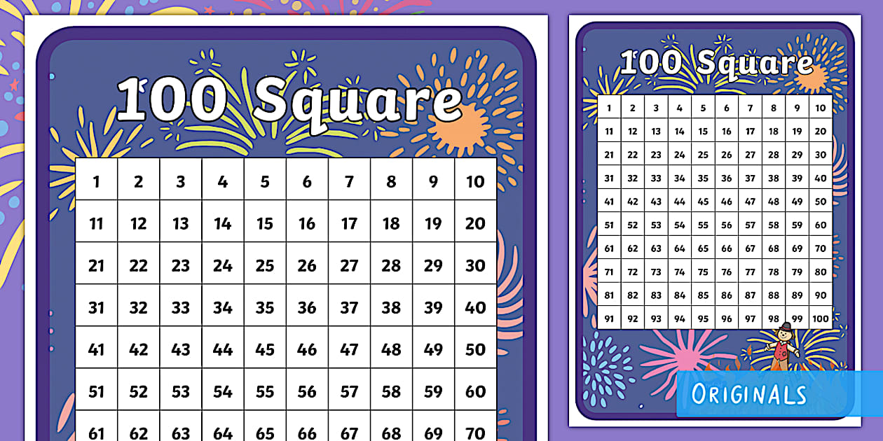 Sparks in the Sky 100 Number Square - Twinkl