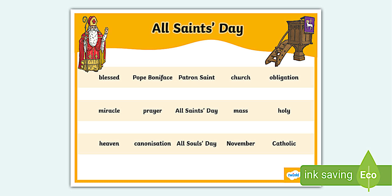 All Saints' Day Word Mat, All Saint's Day