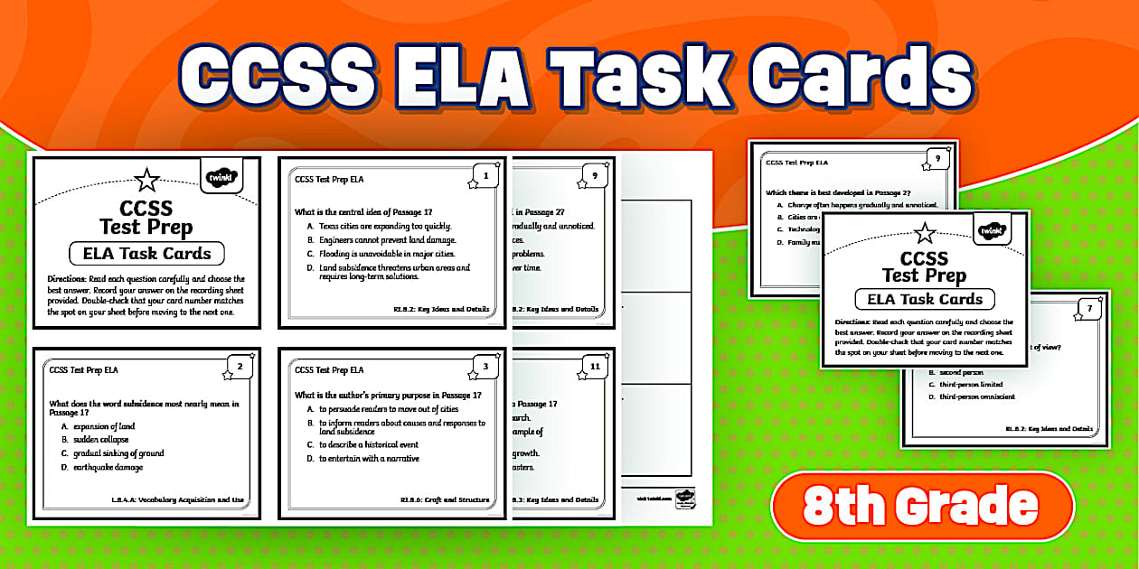 Eighth Grade English Language Arts Task Cards