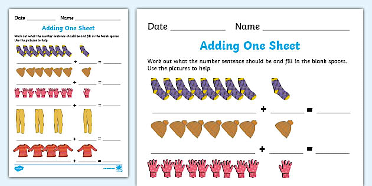 Adding 1 Worksheet (teacher made) - Twinkl