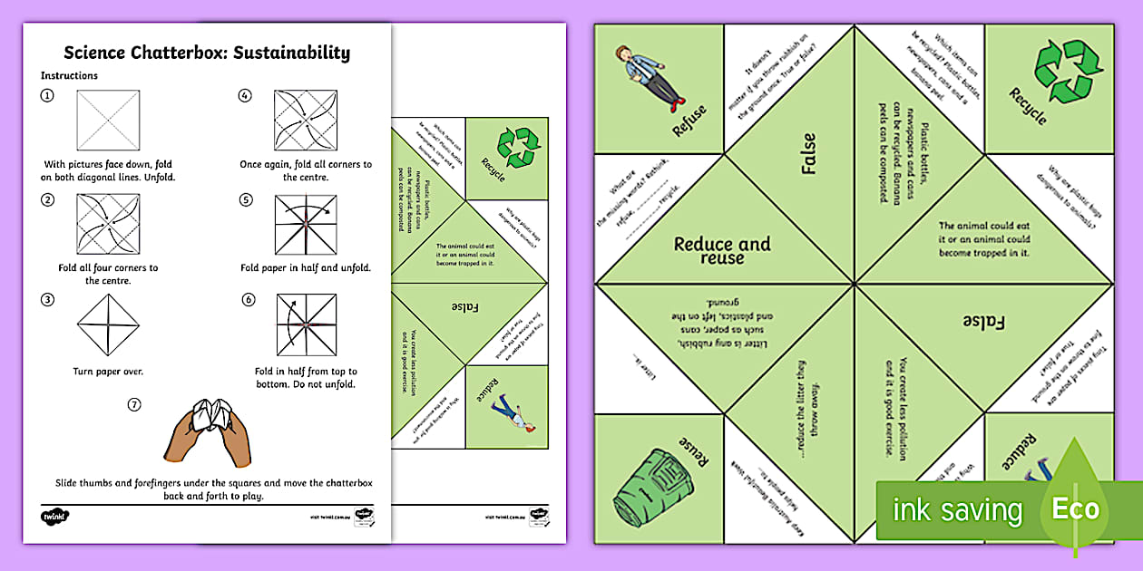 QLD F-2 Sustainability Chatterbox Activity (teacher made)