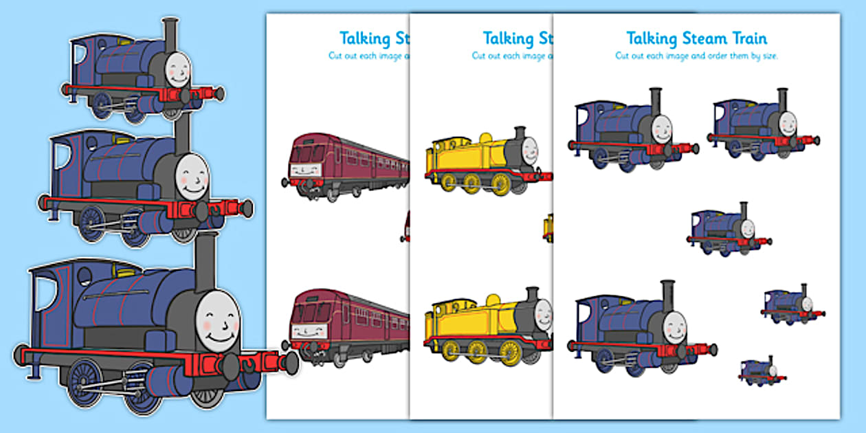 Black and White Talking Steam Train Themed Size Ordering