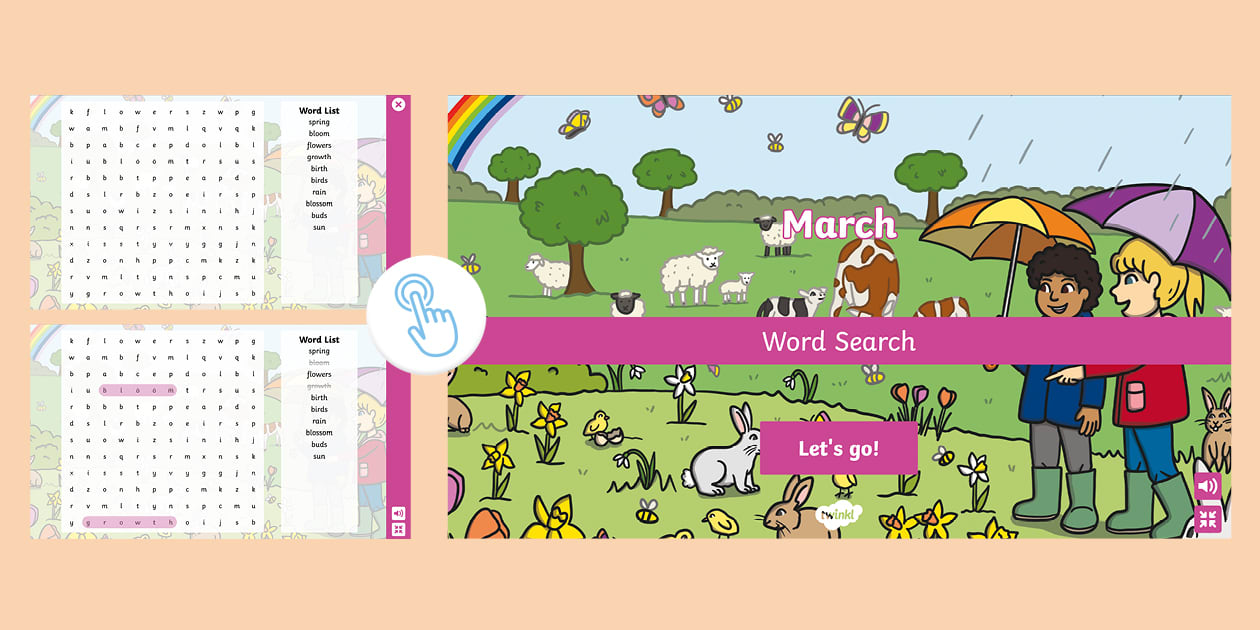 March Interactive Word Search - Twinkl Months - Twinkl