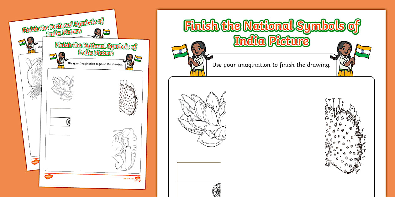 Finish the National Symbols of India Worksheet - Twinkl