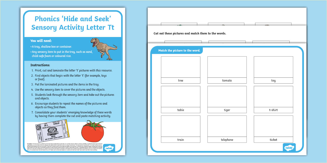 Phonics 'Hide and Seek' Sensory Activity - Letter Tt