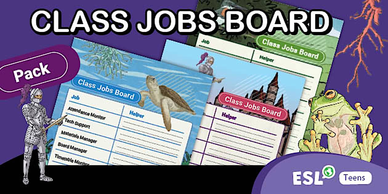 ESL Class Jobs Board Pack for Teens