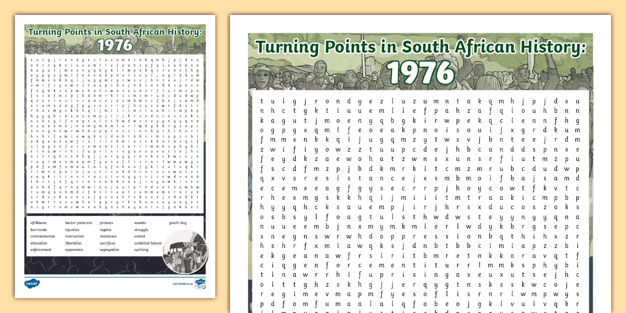 Turning Points in South African History: 1976: Word Search