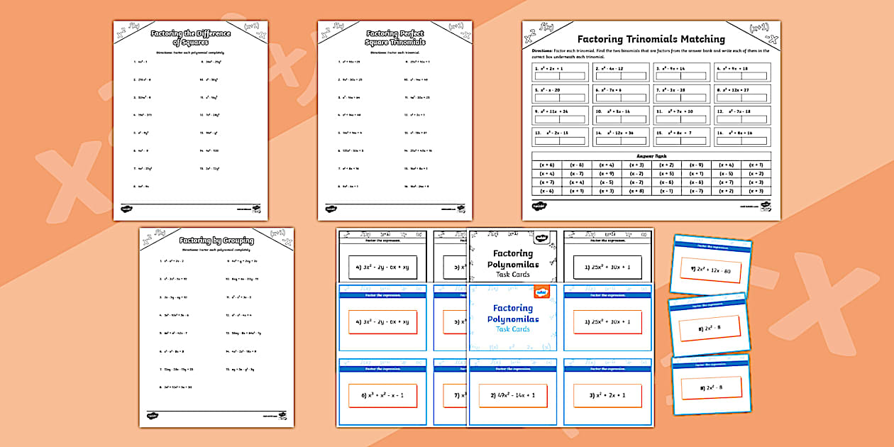Factoring Polynomials Worksheet Pack for Kids | Twinkl USA