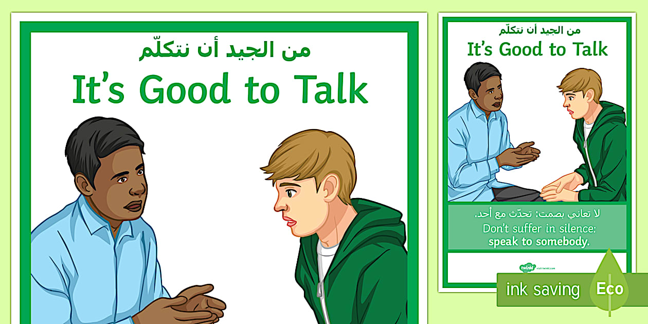 It's Good to Talk A4 Display Poster Arabic/English - Twinkl
