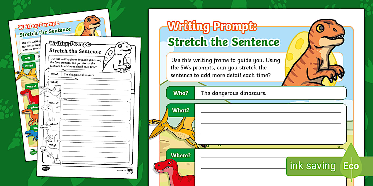 Dinosaurs Writing Prompt: Stretch the Sentence - Twinkl