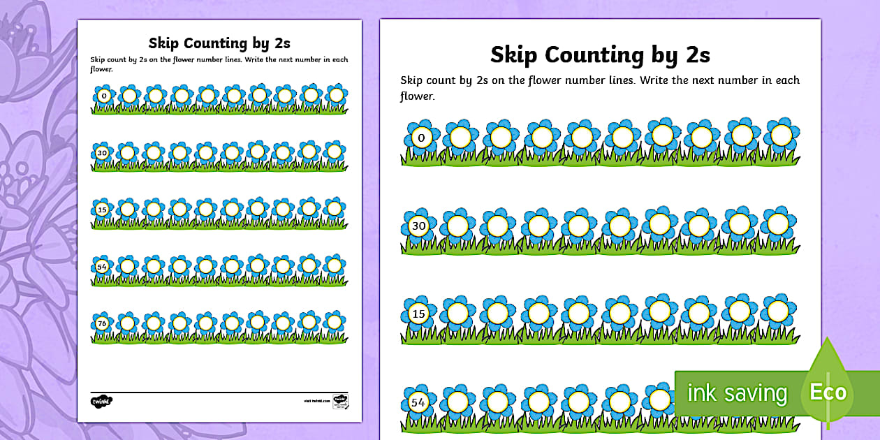 Black and White Mother's Day Skip Counting by 2s Worksheet