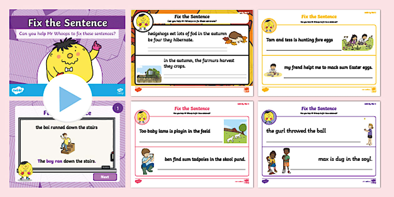 KS1 Fix the Sentence Bumper Resource Pack - Twinkl