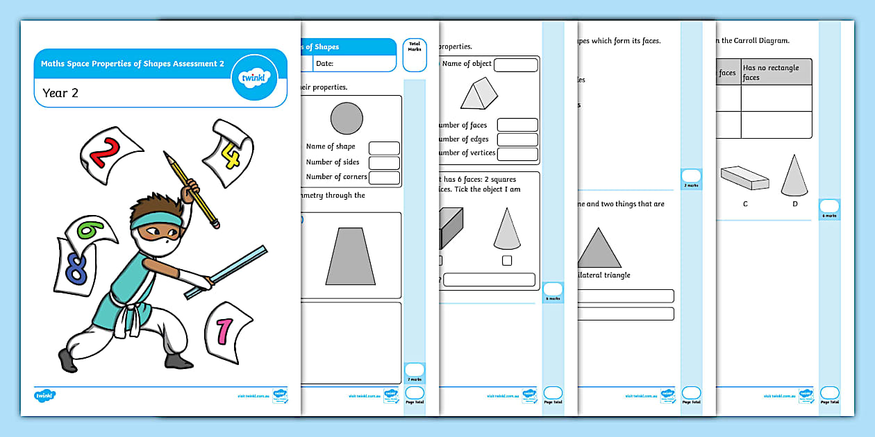 Year 2 Maths Space Properties of Shapes Assessment 2