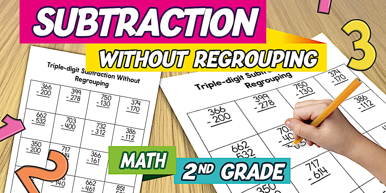 Second Grade Triple-digit Subtraction Without Regrouping Worksheet