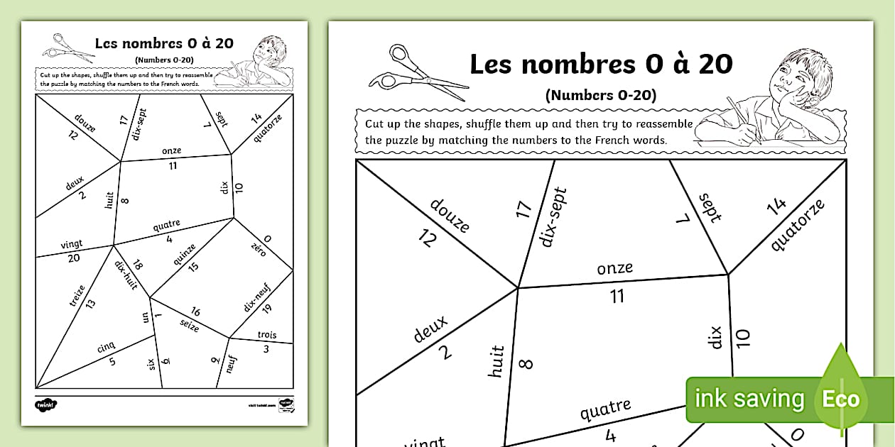 👉 French KS2 Puzzle: Numbers 0-20 (teacher made) - Twinkl