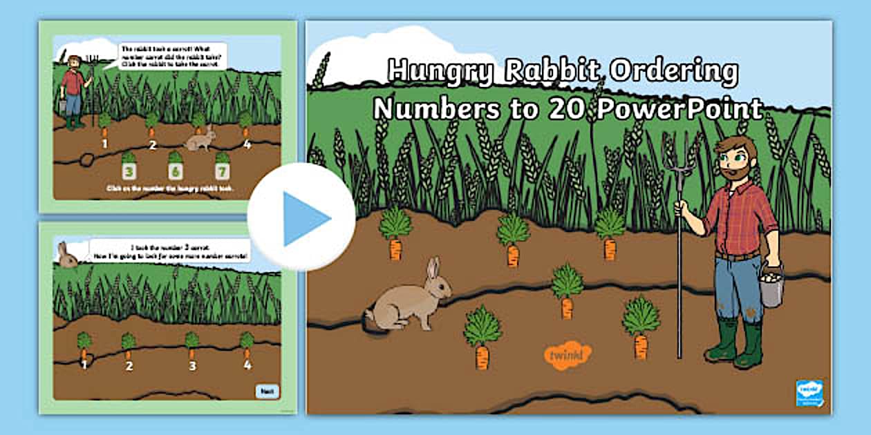 👉 Hungry Rabbits Ordering Numbers to 20 PowerPoint