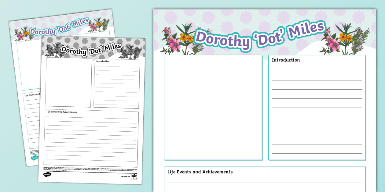 Dorothy 'Dot' Miles Biography Template (Teacher-Made)