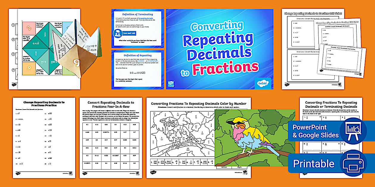 Eighth Gr Converting Repeating Decimals to Fractions Lesson