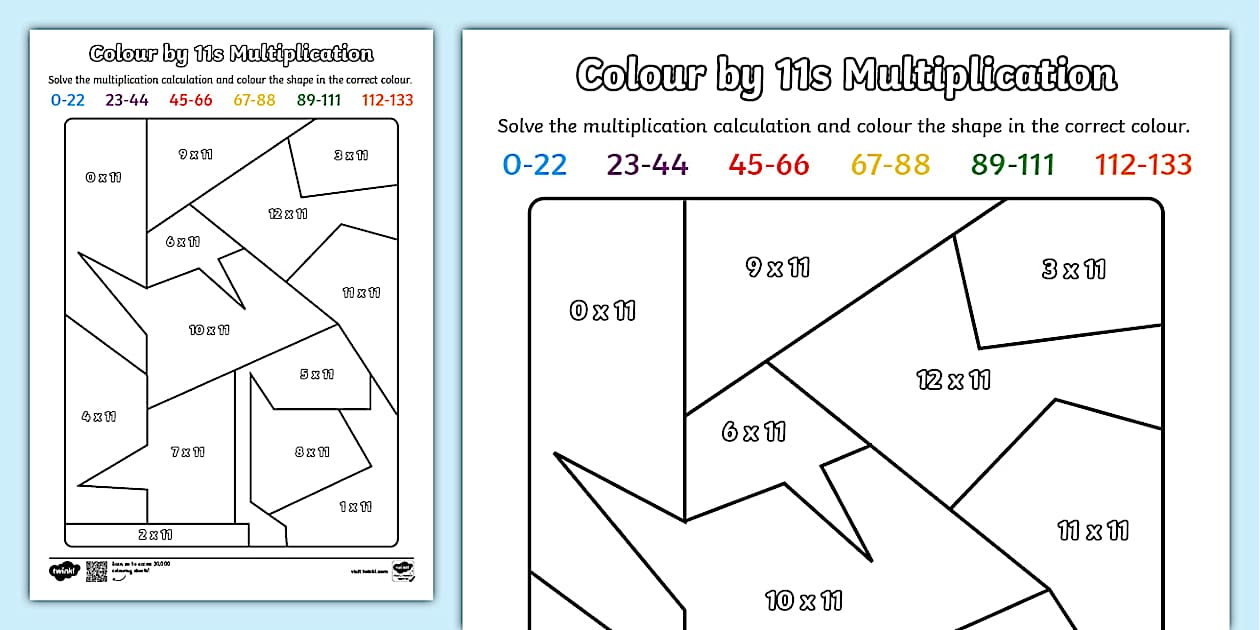 👉 Colour by 11s Multiplication Activity Worksheet