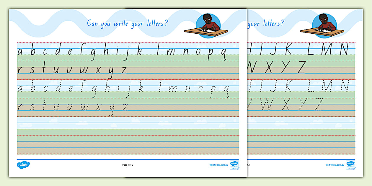 * NEW * Can You Write Your Letters Worksheet (Ground, Grass and Sky)