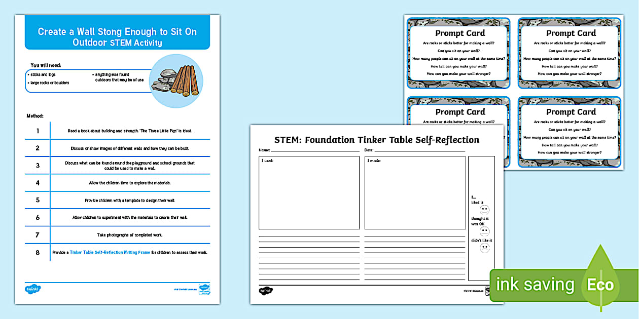 Outdoor Tinker Table Create a Wall STEM Activity - Twinkl