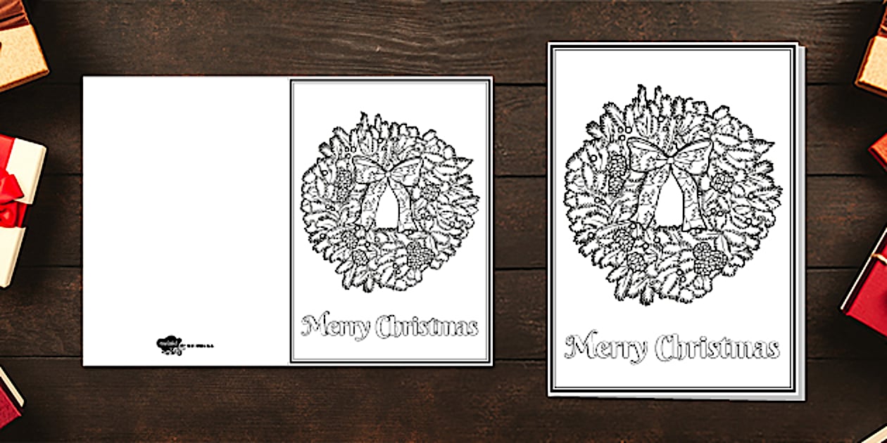 Christmas Wreath Colouring Card | Twinkl Party - Twinkl