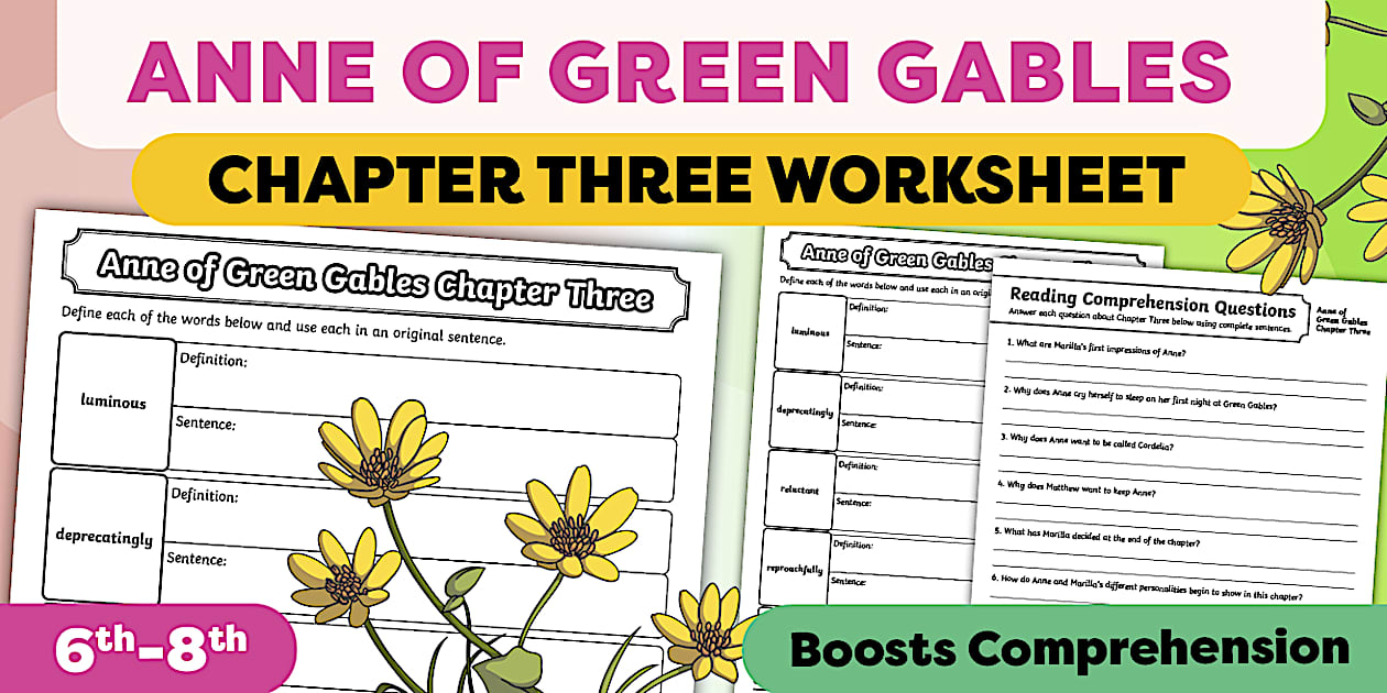 Anne of Green Gables Chapter Three Worksheet for 6th-8th Gr