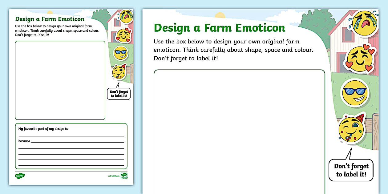 Design Your Own Farm Emoticon Activity (teacher made)