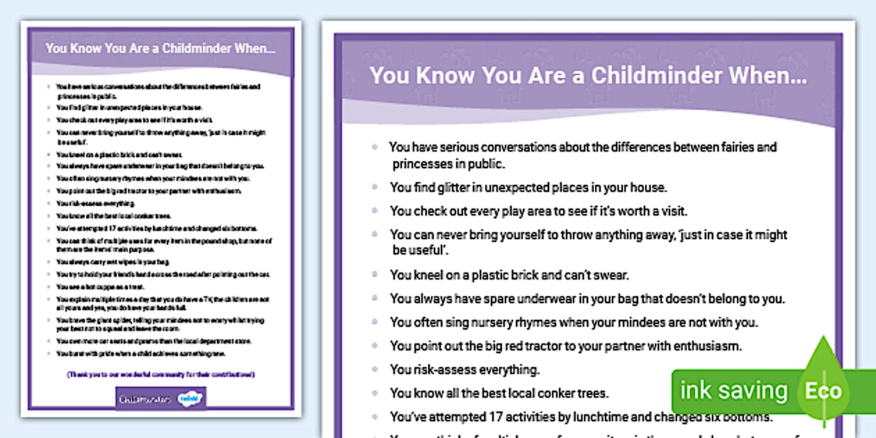 Childminding Posters | Gifts For Childminders | Twinkl