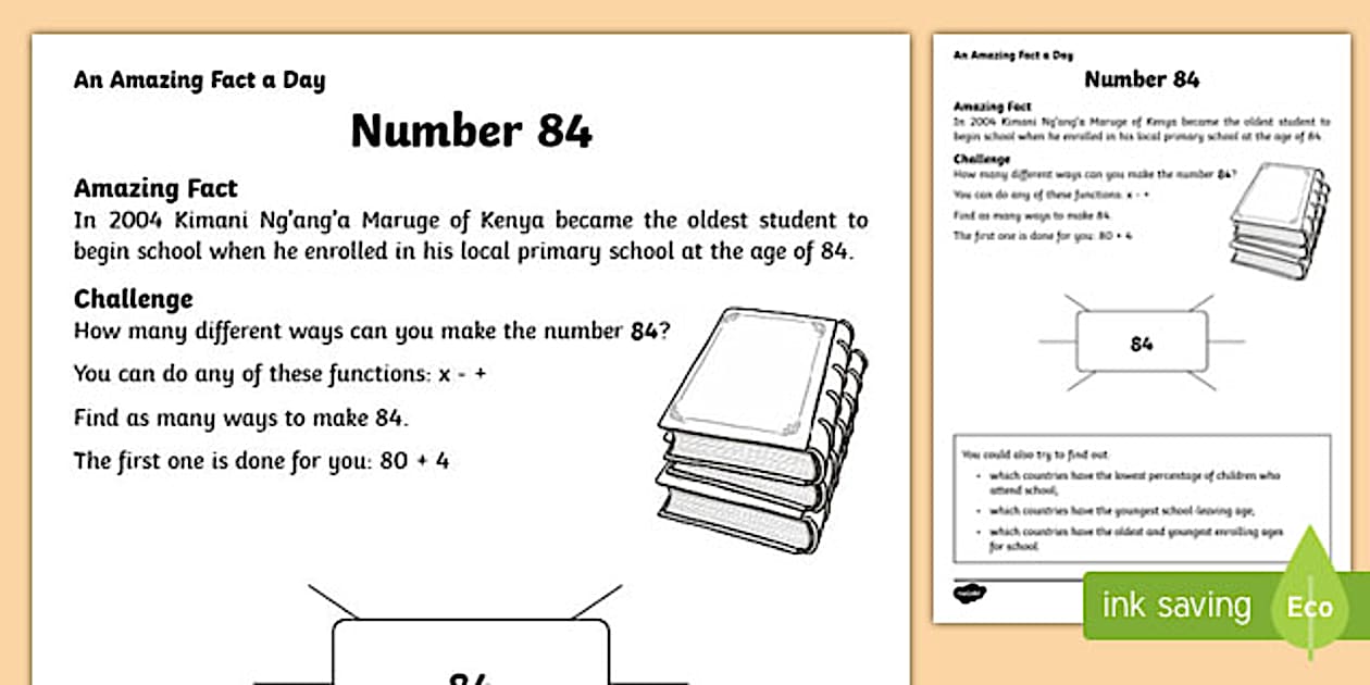 Number 84 Worksheet / Worksheet, worksheet (Teacher-Made)
