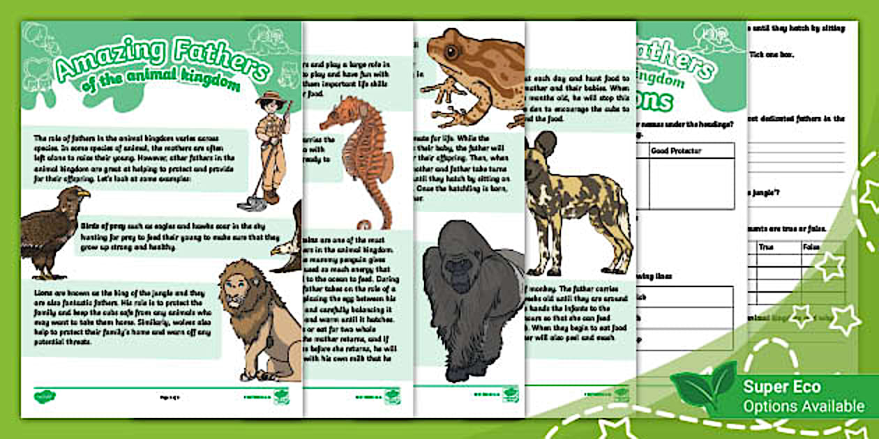 Amazing Fathers of the Animal Kingdom Reading Comprehension