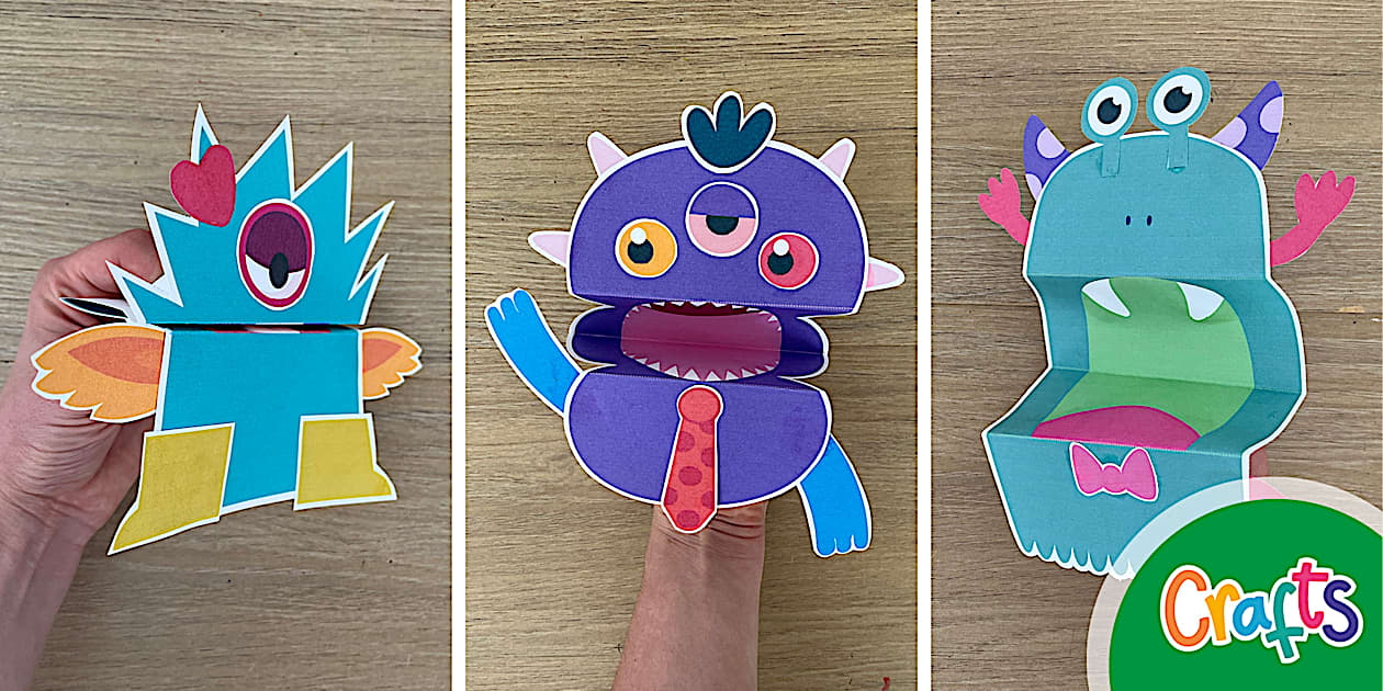 Monster Collage Hand Puppets