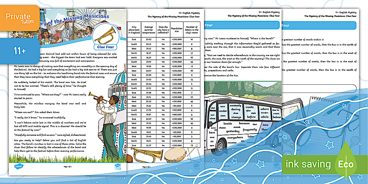 11+ English Summer Mystery Challenge Clue Four - Twinkl
