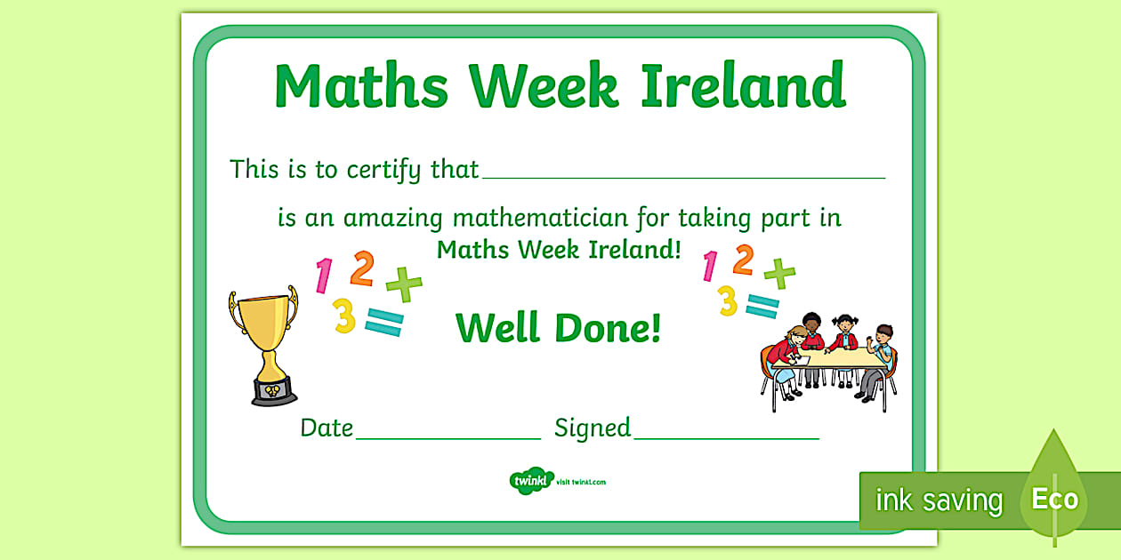 Maths Week Ireland Certificate (Teacher-Made) - Twinkl