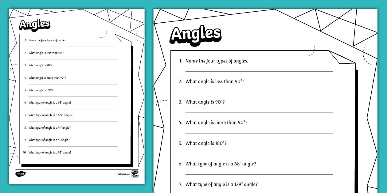 Fourth Grade Angles Quiz (professor feito) - Twinkl