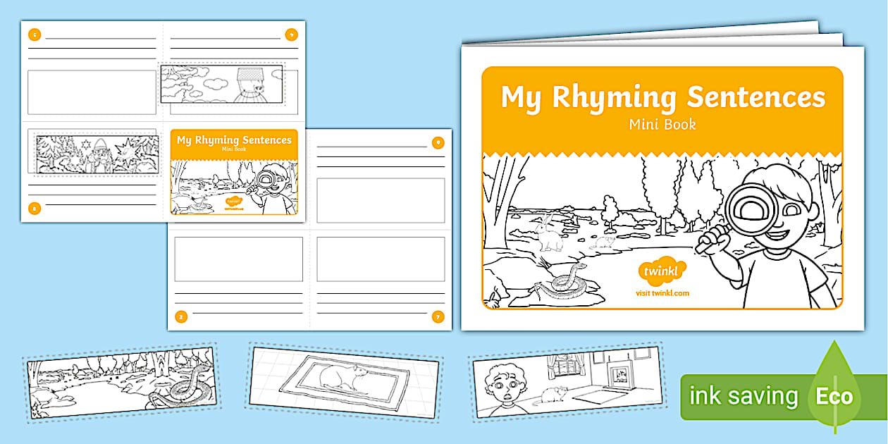 KS1 Rhyming Sentences Zigzag Booklet - Primary Resources