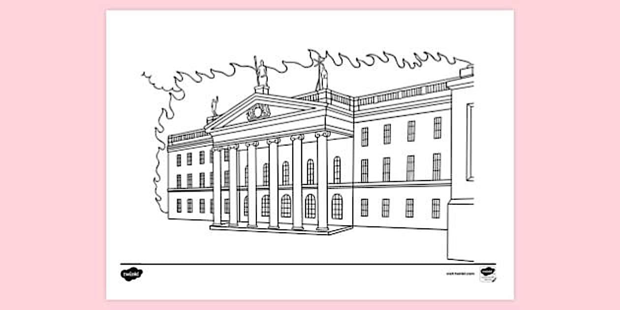 GPO Building on Fire Colouring Sheet | Colouring Sheets