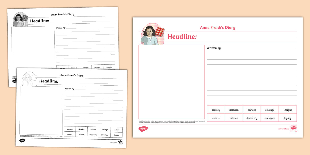Anne Frank's Diary Newspaper Template - Twinkl