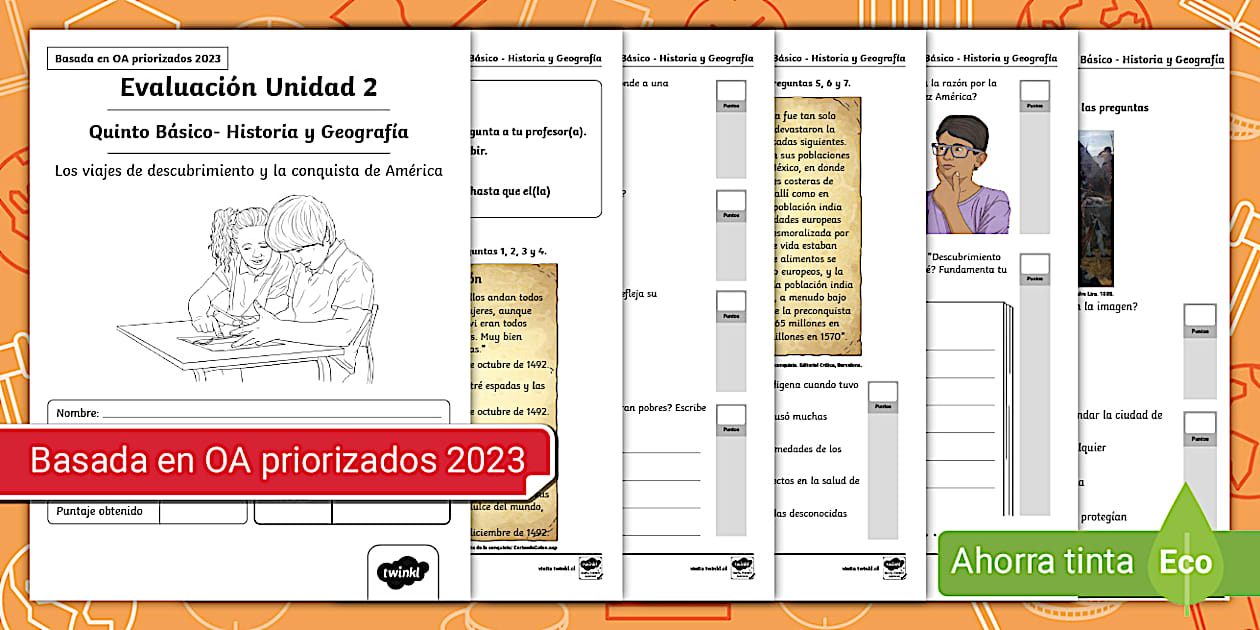 Evaluación 5º Básico Unidad 2 Historia Ciencias Sociales