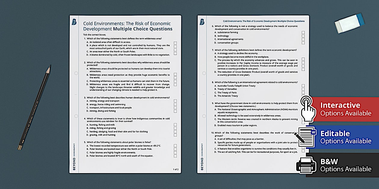 GCSE AQA Cold Environments MCQ Economic Development | Beyond