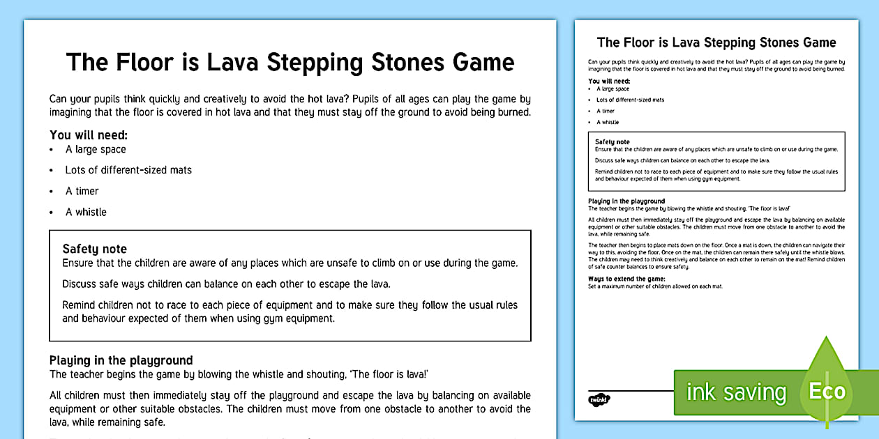 The Floor Is Lava Stepping Stones Game (Teacher-Made)