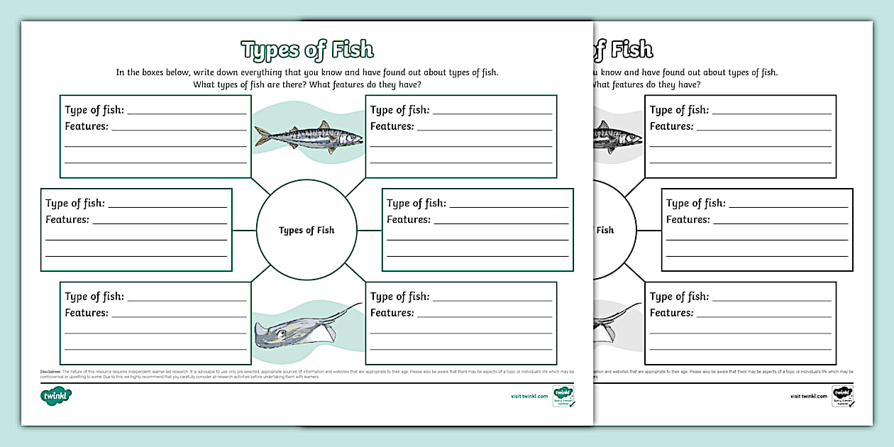 Types of Fish Mind Map (Teacher-Made) - Twinkl