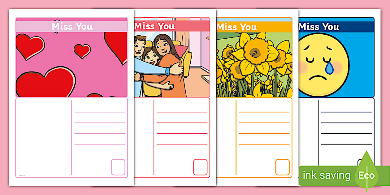 Free Colourful Miss You Postcards for Kids: Download now!