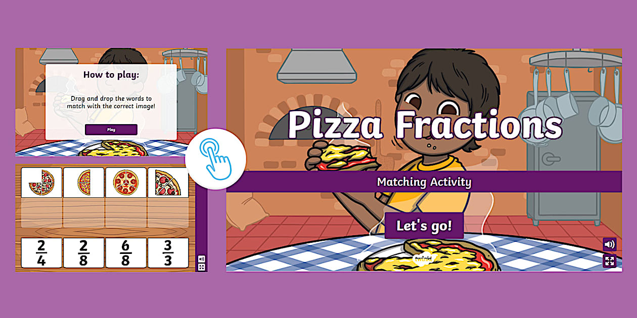 Pizza Fractions Interactive Matching Game (teacher made)