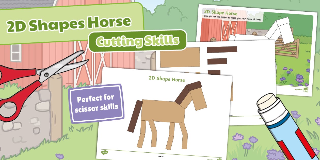2D Shapes Horse Cutting Skills | Twinkl