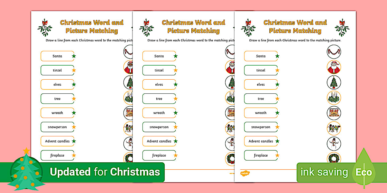 Word & Picture Matching Worksheet | Christmas Teaching Resources